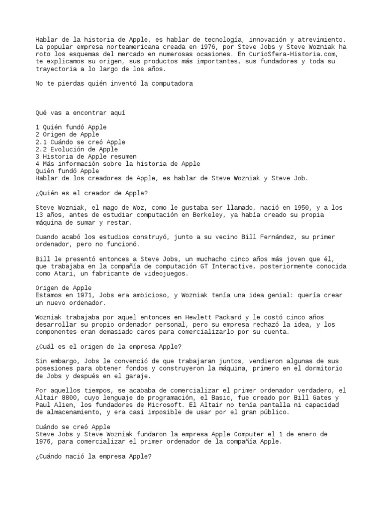 Historia y origen de Apple Inc. | PDF | Macintosh | Apple Inc.