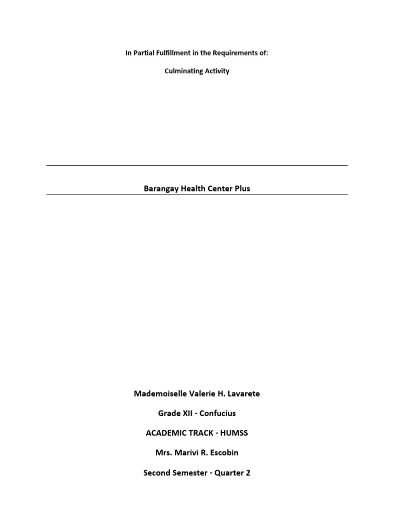 Barangay Health Center Plus | PDF | Health Professional | Hospital