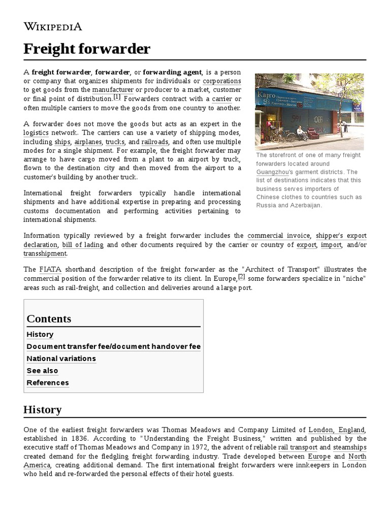 Freight Forwarder | PDF | Trade | Transport