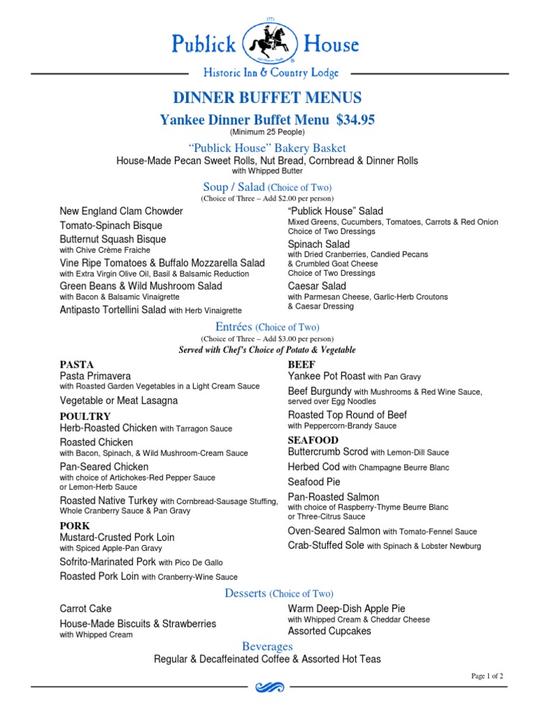8 Dinner Buffet Menus | Download Free PDF | Salad | Sauce