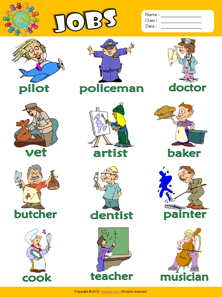 Jobs Esl Picture Dictionary For Kids | PDF