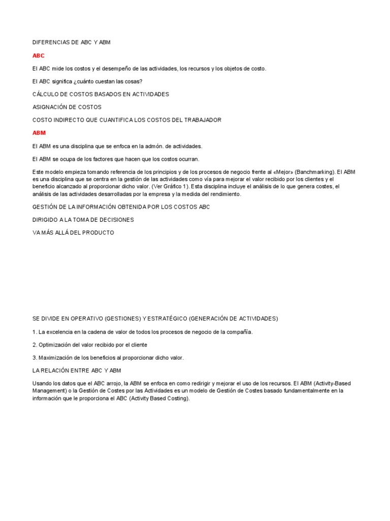 Diferencias de ABC y Abm | PDF