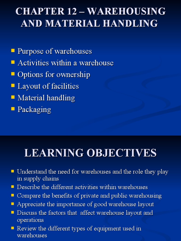 Chapter 12 - Warehousing and Material Handling | PDF | Warehouse | Reuse