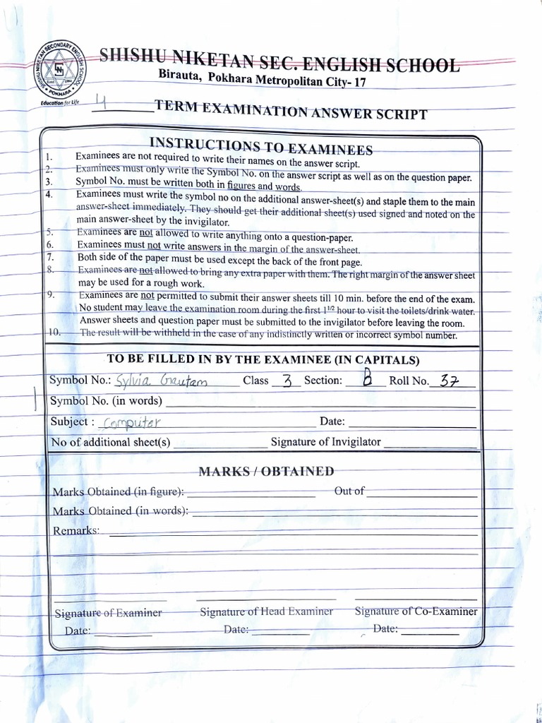 Exam Instructions for Students | PDF