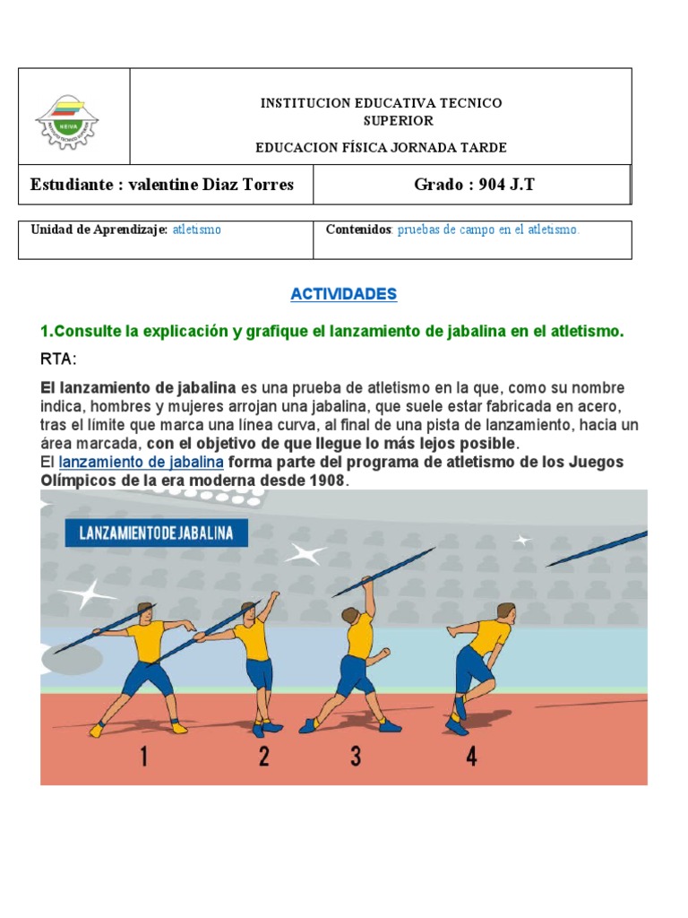 Solucion Guia Tres-Lanzamiento de Jaba, Mart, Bala | PDF | Deporte del ...