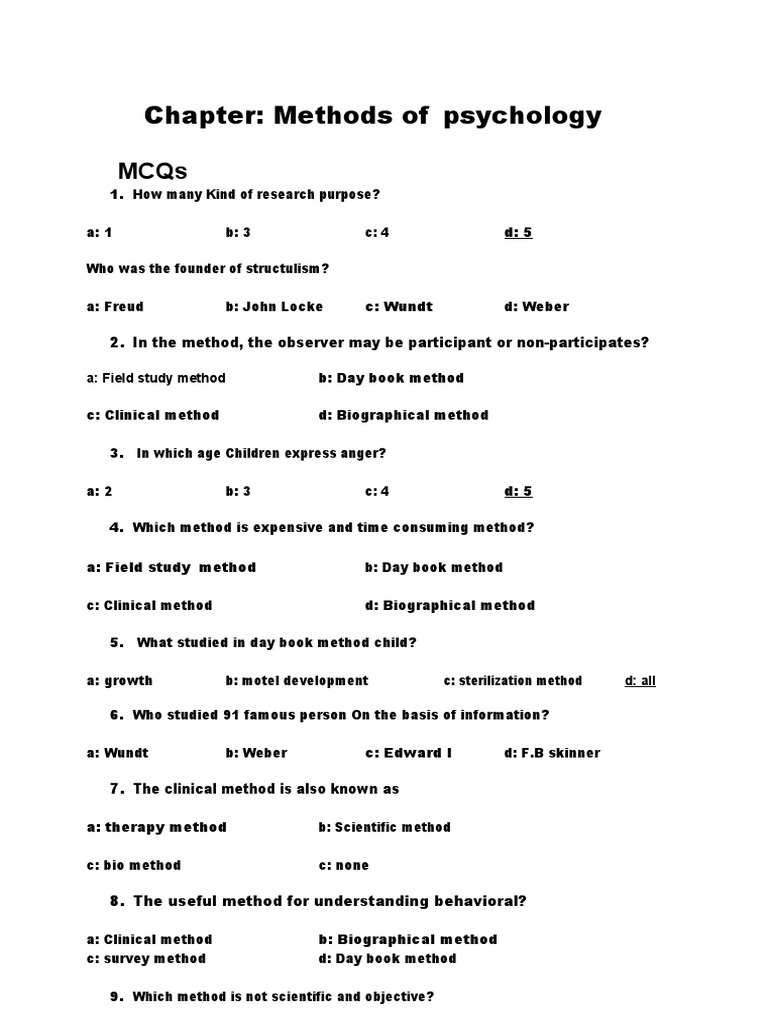 Methods of Psychology Group A Aisha Batool | PDF | Psychology | Field ...