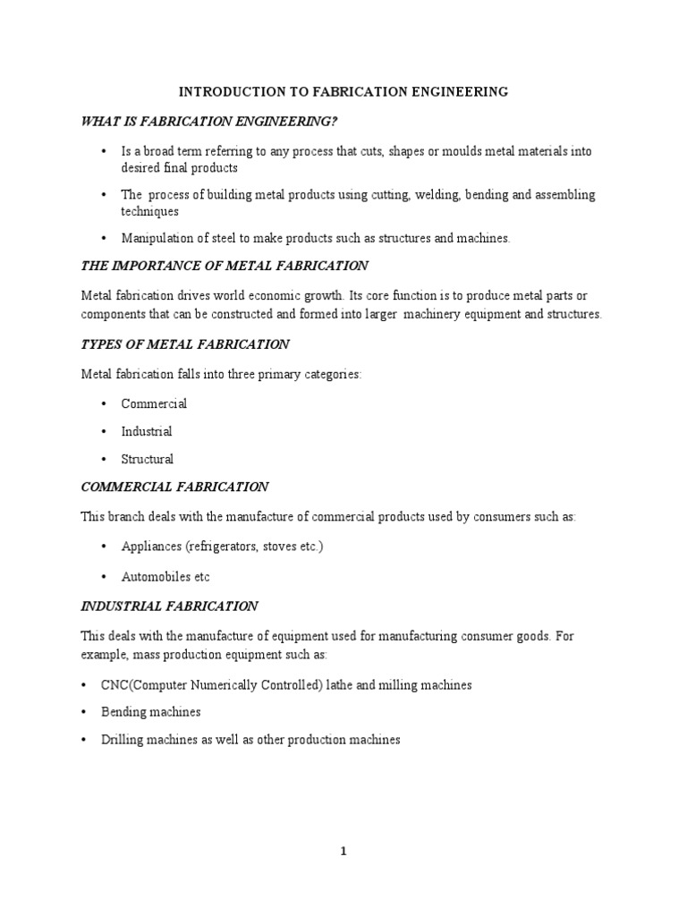 Introduction To Fabrication Engineering | PDF | Metal Fabrication ...