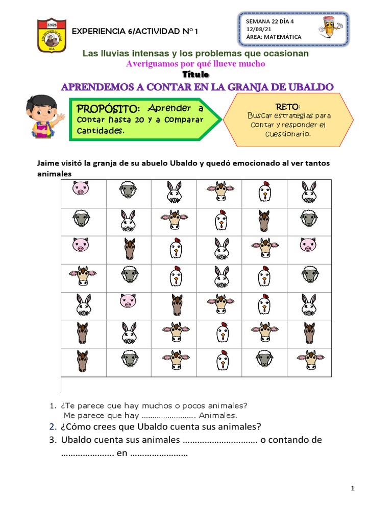 Aprendiendo a Contar Animales | PDF