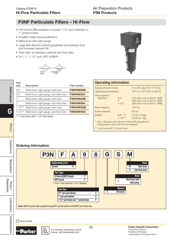 P3N F A 9 8 - G - SM: P3NF Particulate Filters - Hi-Flow | PDF