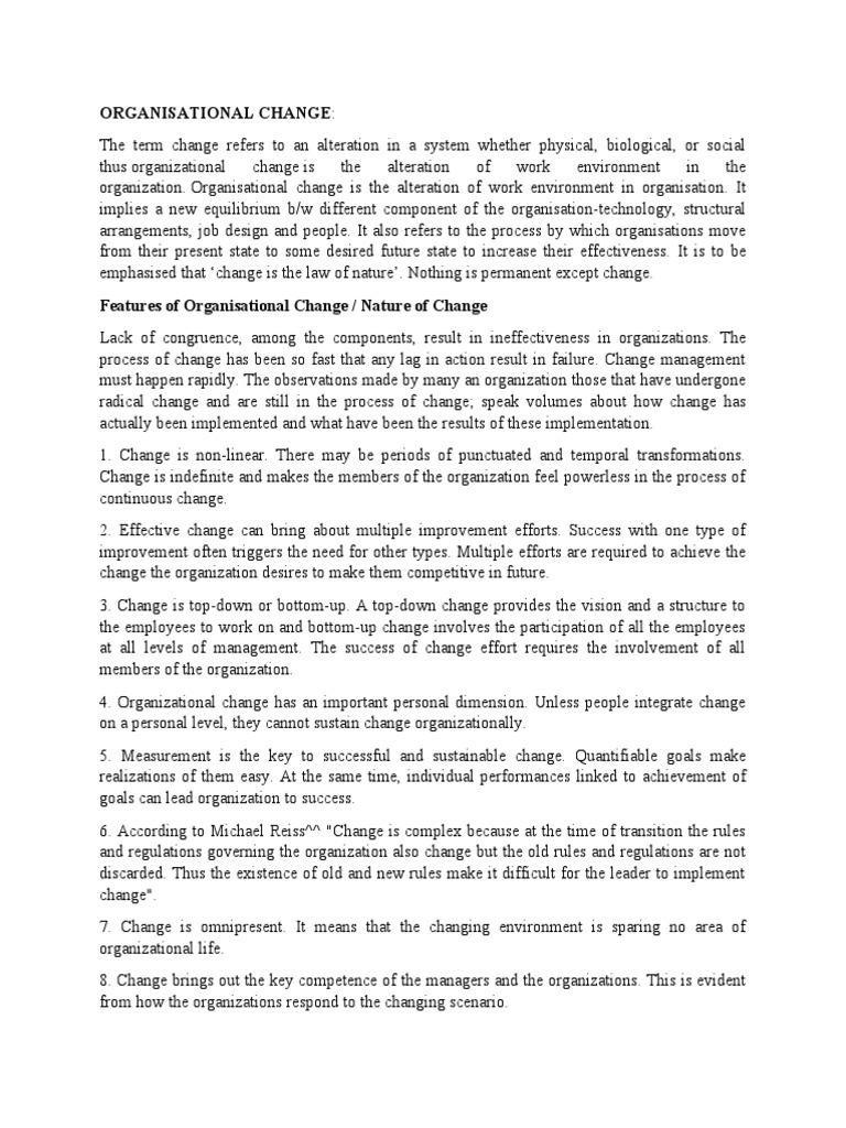 Change Management - Lecture Note 1 - July 2021 | PDF | Change ...