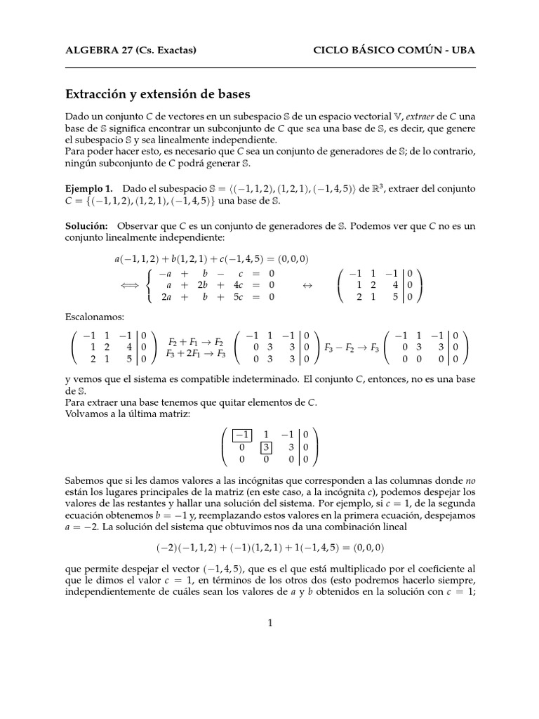 27 Extraer Extender Bases 2021 | PDF | Espacio vectorial | Base ...
