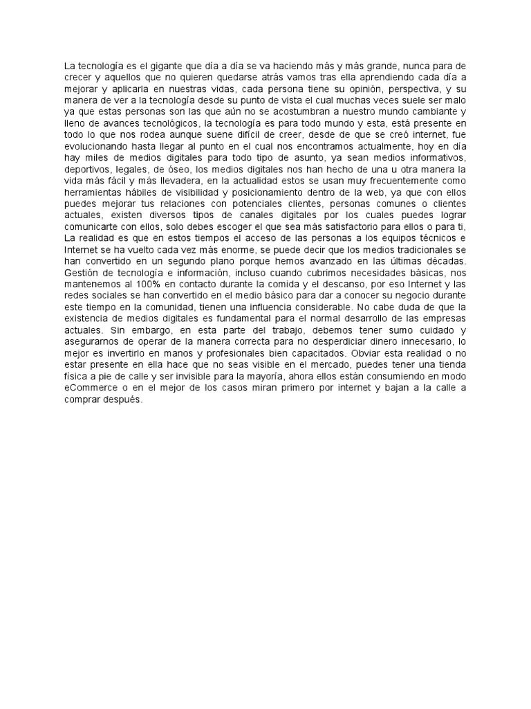 Importancia de la Tecnología en Negocios | PDF | Internet | Comercio ...