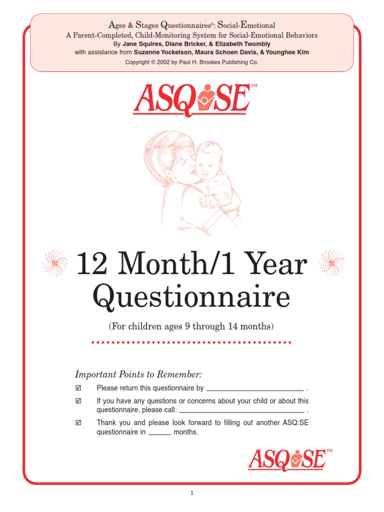 12 Month Questionnaire | PDF