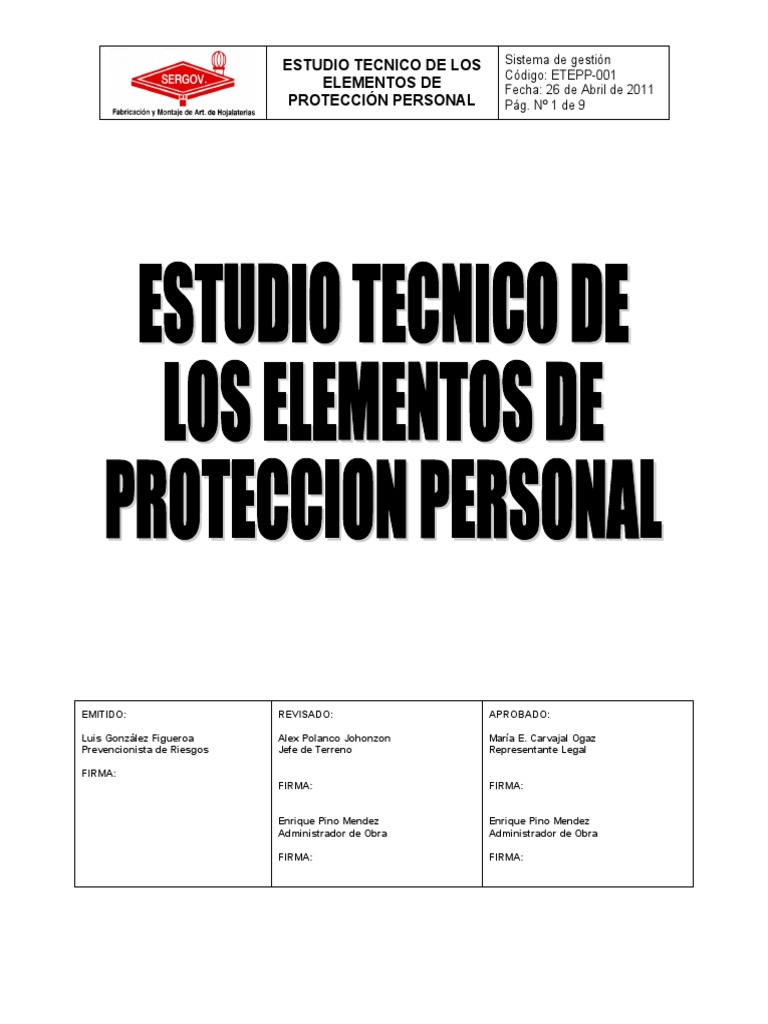 Procedimiento Tecnico de EPP | PDF | Seguridad y salud ocupacional | La seguridad