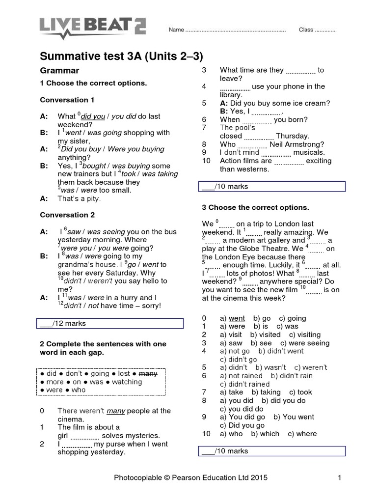 Live Beat 2 - Summative Test 3A | PDF