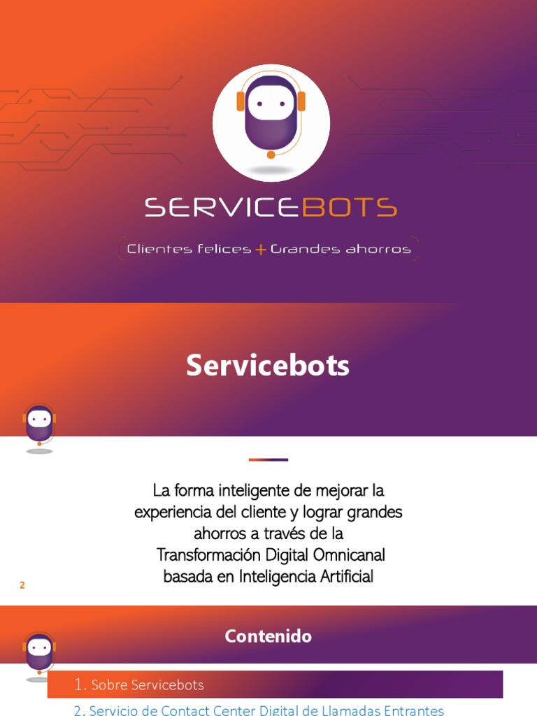 Servicebots Presentación Introdoctoria Hotelería v2 | PDF | Centro de ...