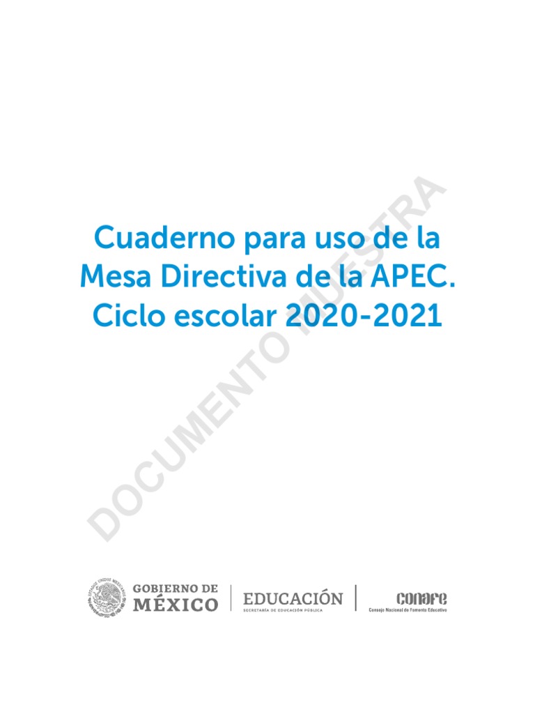 Cuaderno para Uso de La Mesa Directiva de La APEC. Ciclo Escolar 2020-2021 | PDF | Educación de ...
