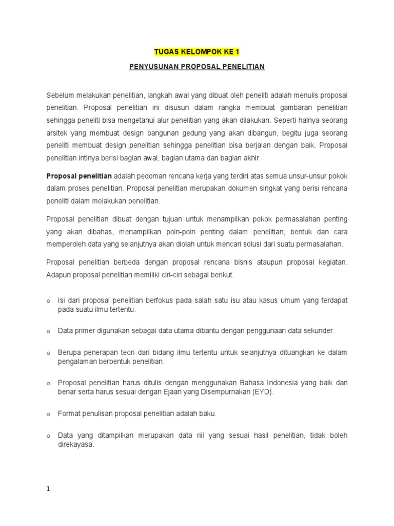 Tugas Kelompok Penyusunan Proposal Riset | PDF