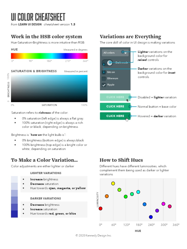 Color Cheatsheet v1-3 | PDF | Visual System | Light