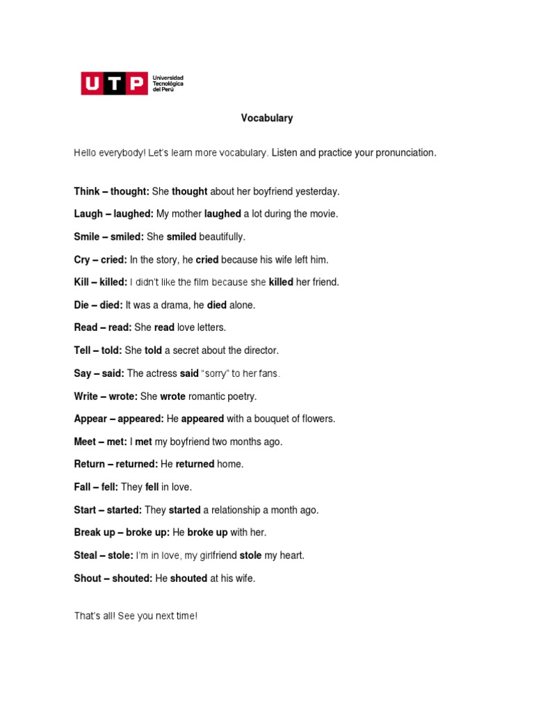 Week 7 - Script - Vocabulary | PDF