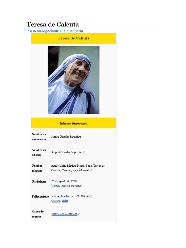 Teresa de Calcuta | PDF | Madre Teresa
