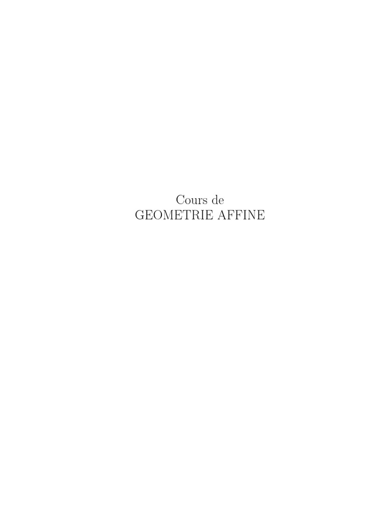 Introduction à la géométrie affine | PDF | Espace vectoriel | Algèbre