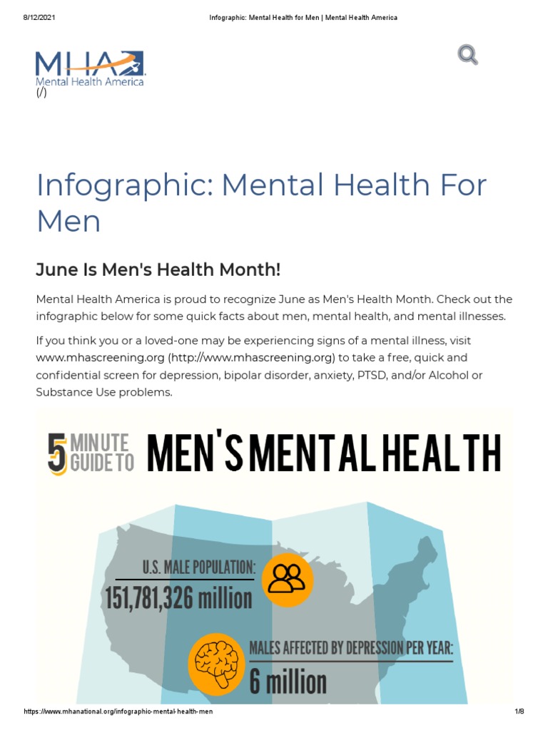 Infographic Mental Health For Men Mental Health America | Download Free ...