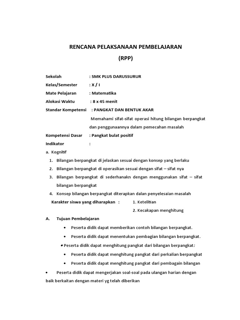 Contoh RPP Kls X Berkarakter | PDF