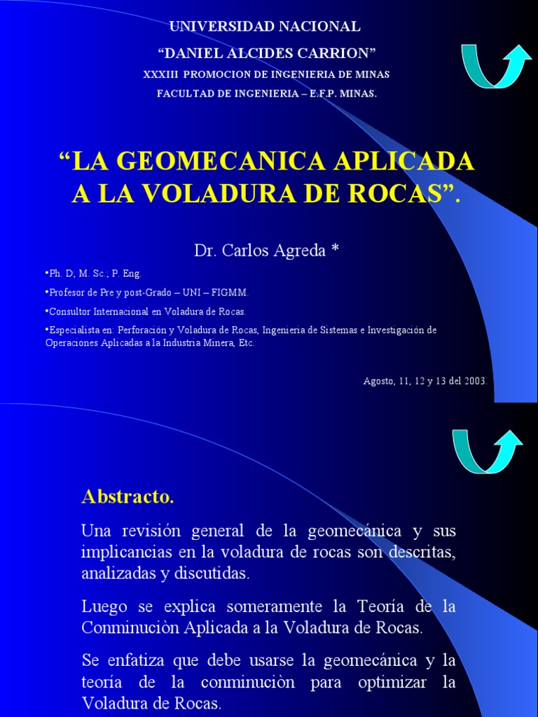 Geomecánica y Voladura de Rocas | PDF | Mecánica | Ingeniería mecánica