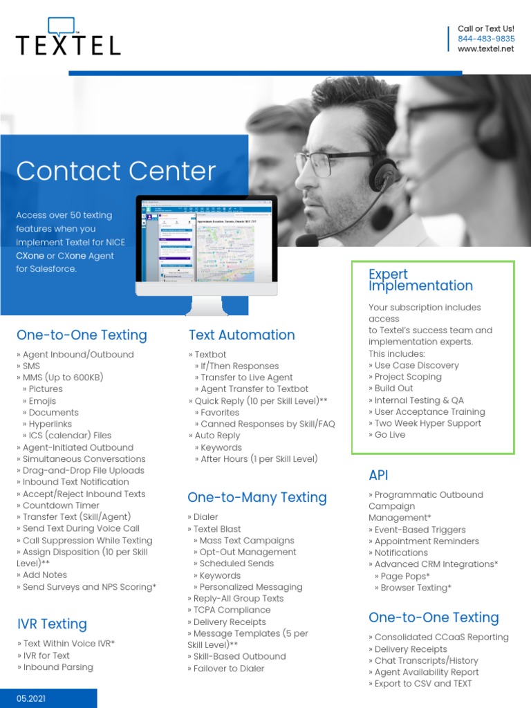 Textel For NICE CXone Feature List | PDF | Text Messaging | Interactive ...
