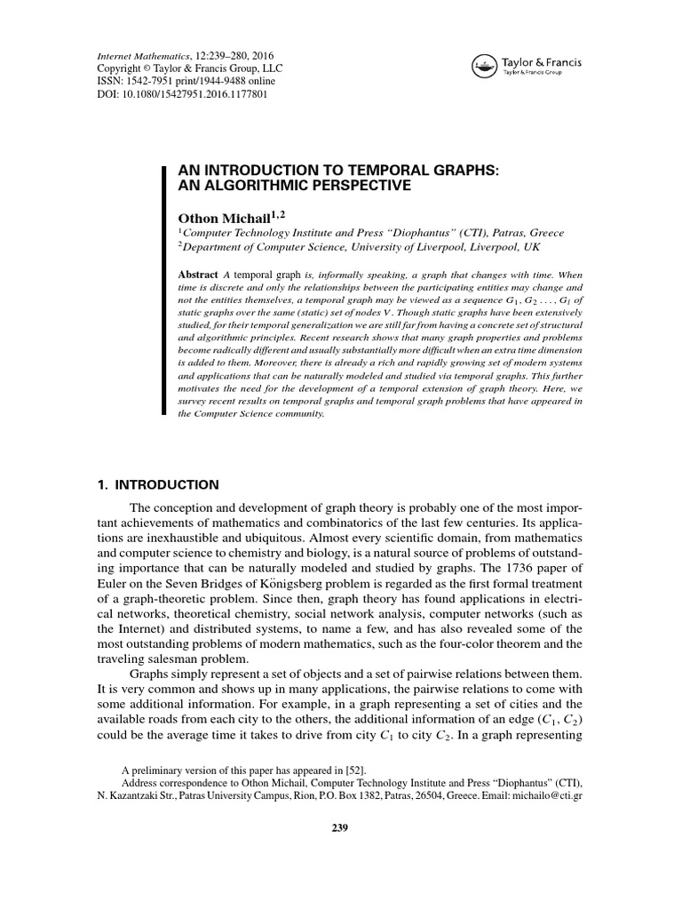 1606 An Introduction To Temporal Graphs An Algorithmic Perspective | PDF | Vertex (Graph Theory ...
