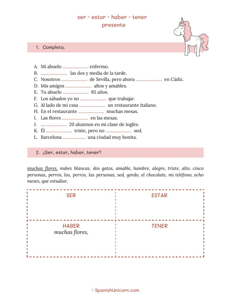 Ser Estar Haber Tener Ejercicios 2 1 | PDF | Arte