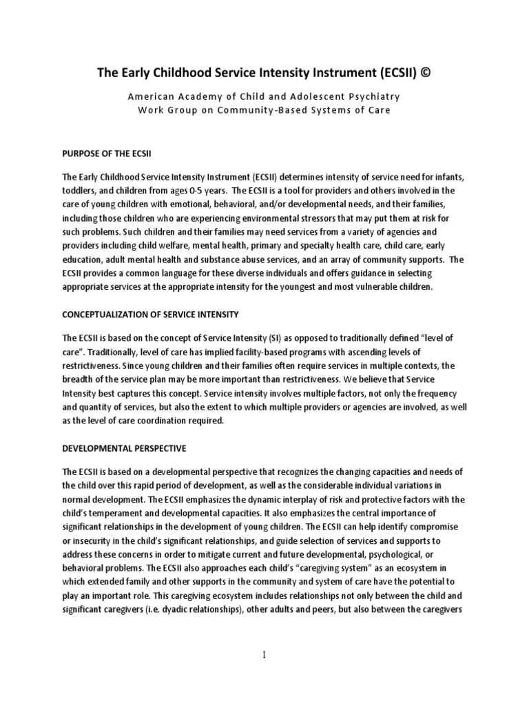 The Early Childhood Service Intensity Instrument (ESCII) | PDF ...