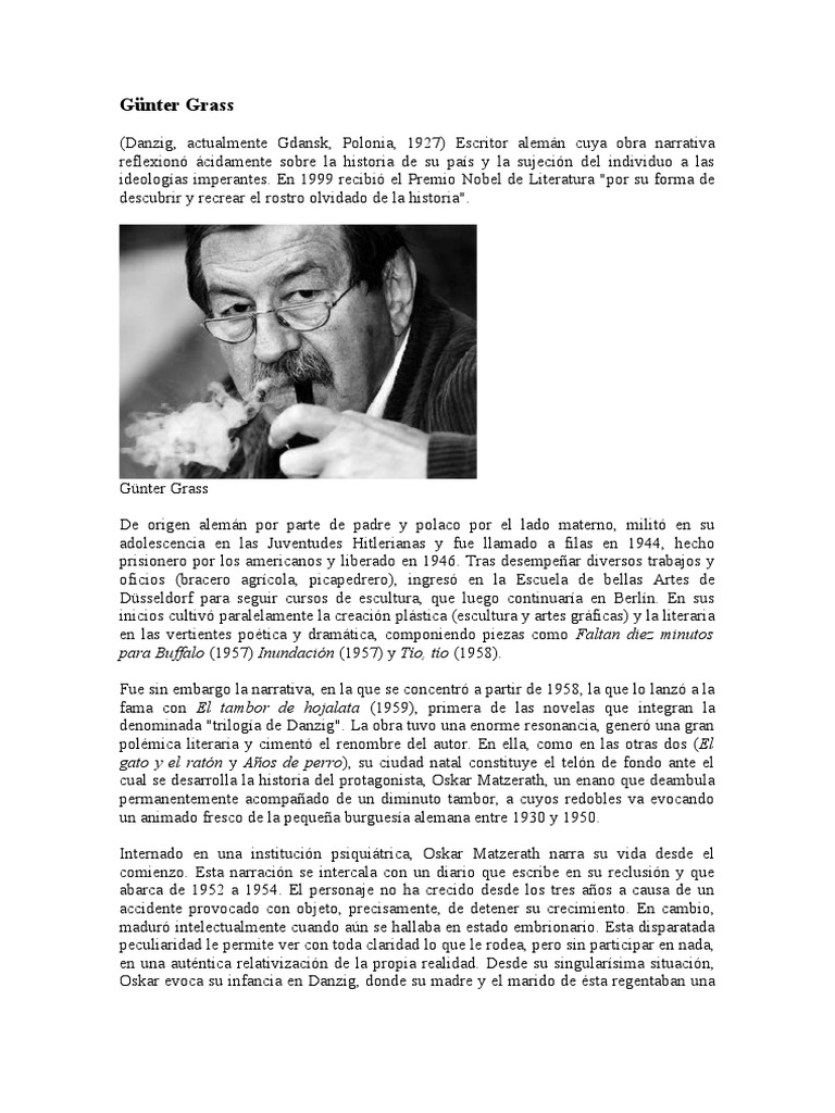 Biografía de Günter Grass: Vida y Obra | PDF