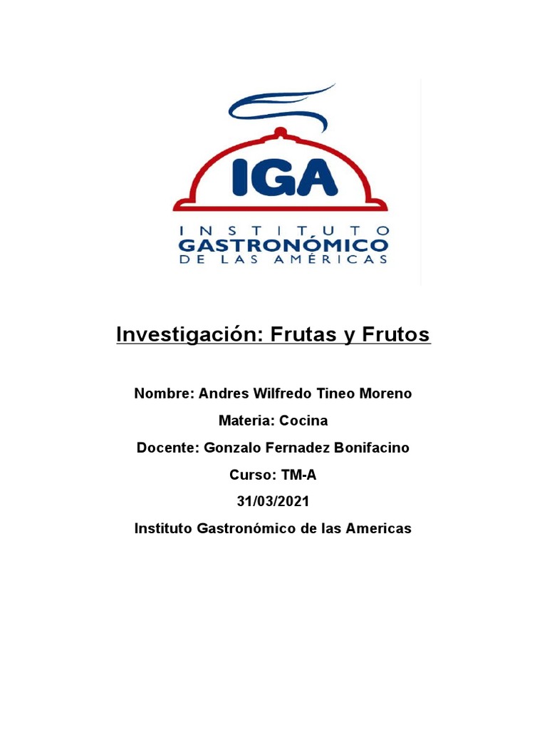 Investigacion FRUTA Y FRUTO | PDF | Fruta | Nutrición