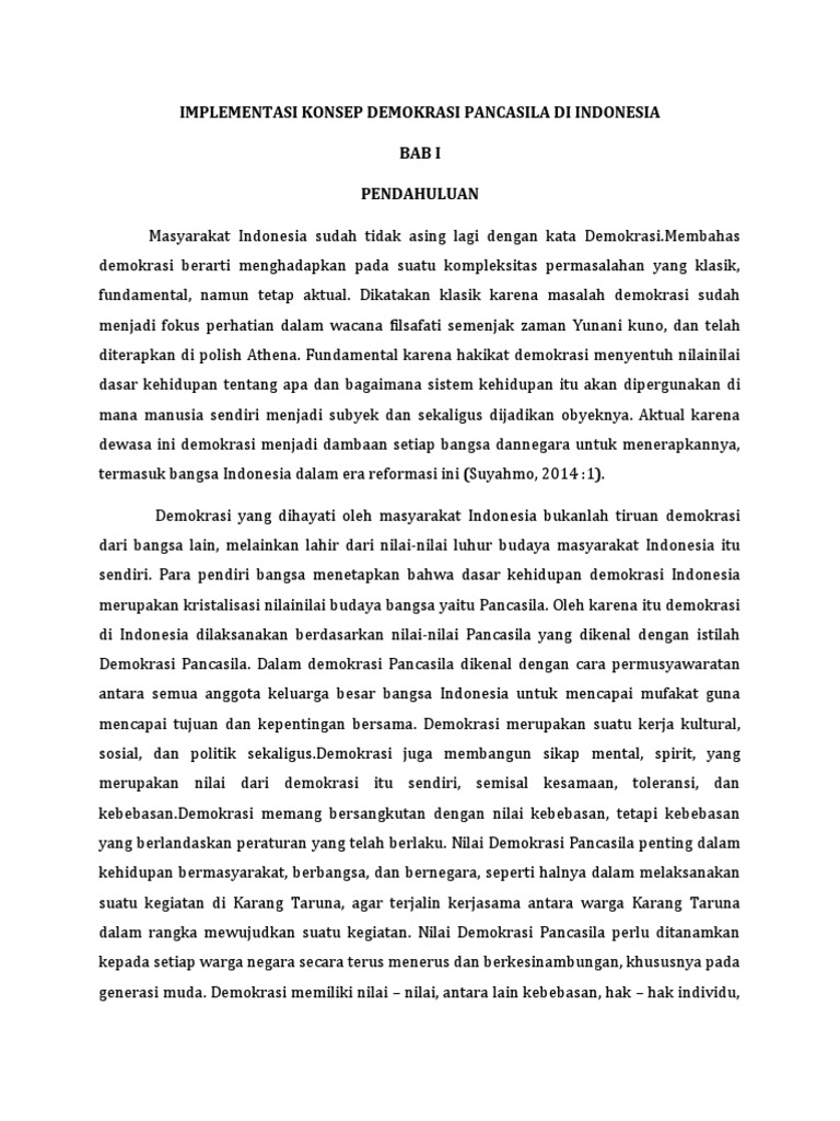 Makalah - Implementasi Konsep Demokrasi Pancasila Di Indonesia - Ibu | PDF
