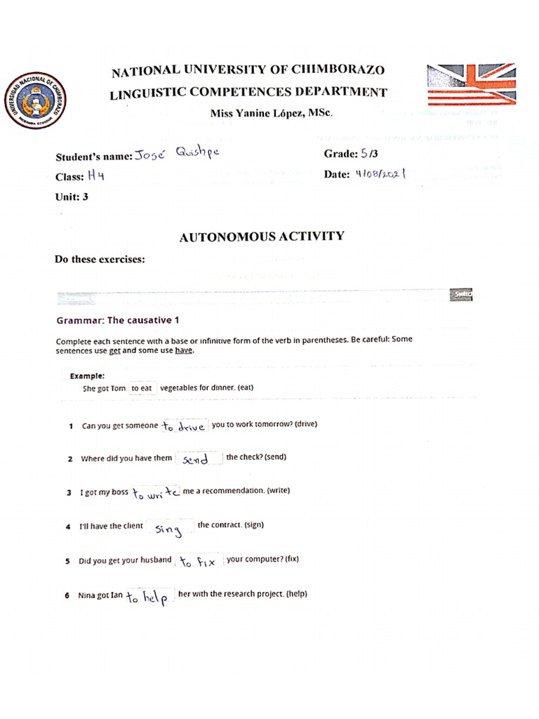 My English Lab Unit 3 Exercises | PDF