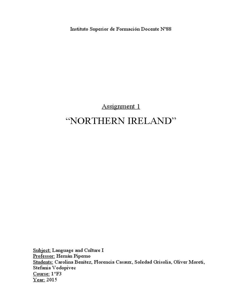 "Northern Ireland": Assignment 1 | PDF | Northern Ireland | Ireland