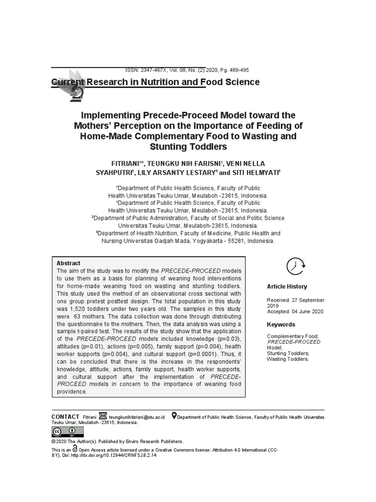 Current Research in Nutrition and Food Science | PDF | Foods | Health ...