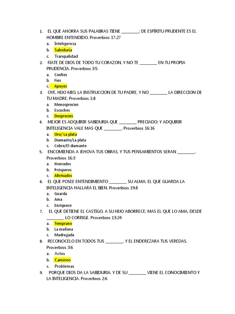 Completa El Proverbio | PDF | Libro de proverbios | Creencia religiosa y doctrina