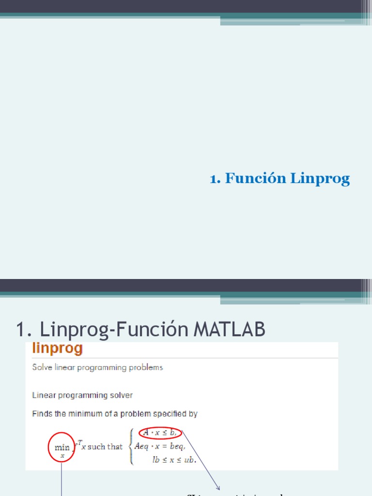 Optimización con Linprog en MATLAB | PDF | Métodos y materiales de ...