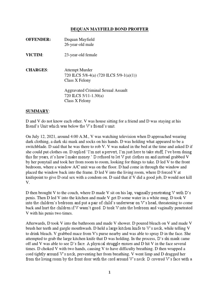 Dequan Mayfield Bond Proffer | PDF | Common Law | Criminal Law