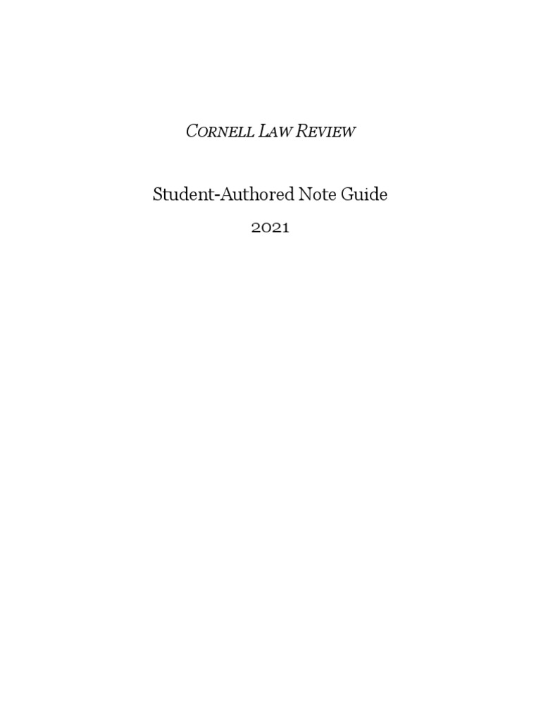 Student-Authored Note Guide 2021: Ornell AW Eview | PDF | Law Review ...