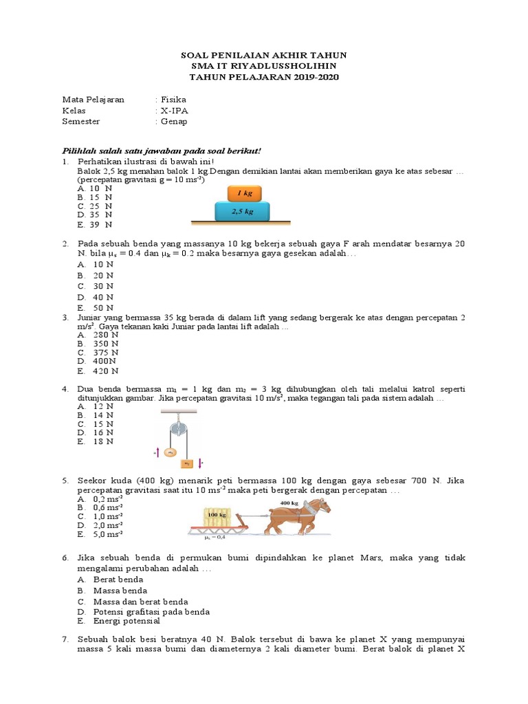 Soal Pat Fis X 2019-2020 | PDF