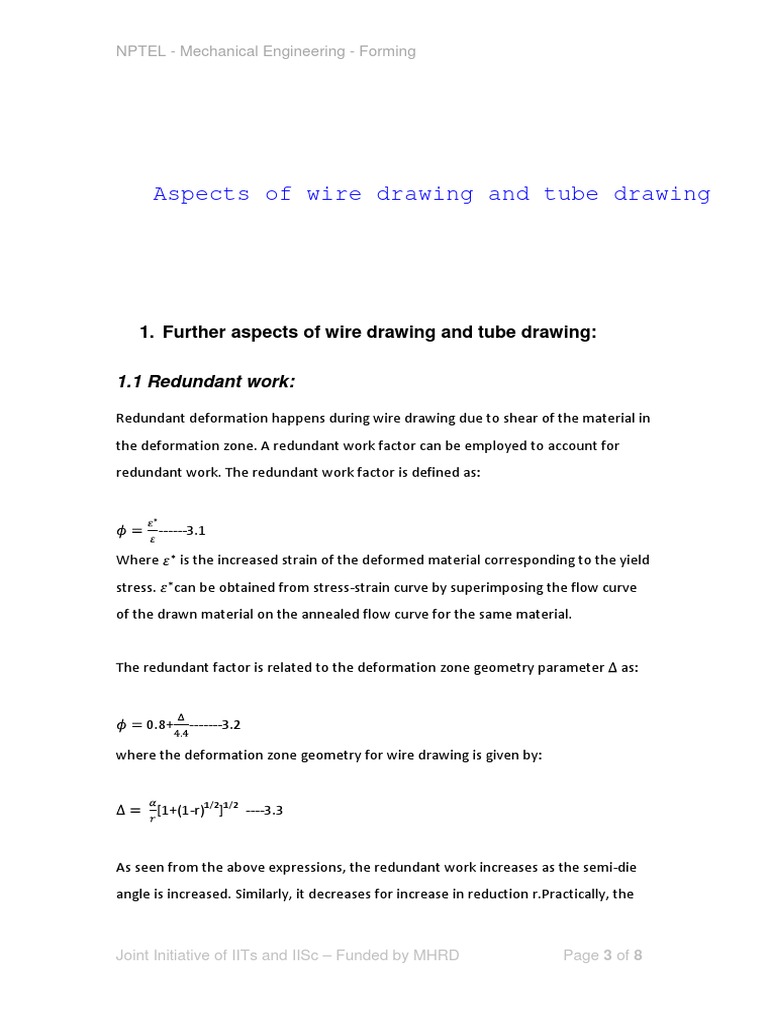 Aspects of Wire Drawing | PDF | Strength Of Materials | Deformation ...