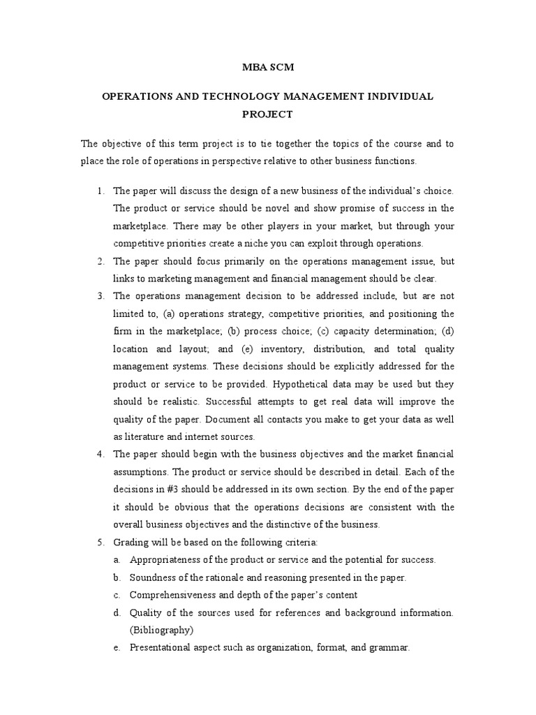 Individual Assignment | PDF | Market (Economics) | Operations Management