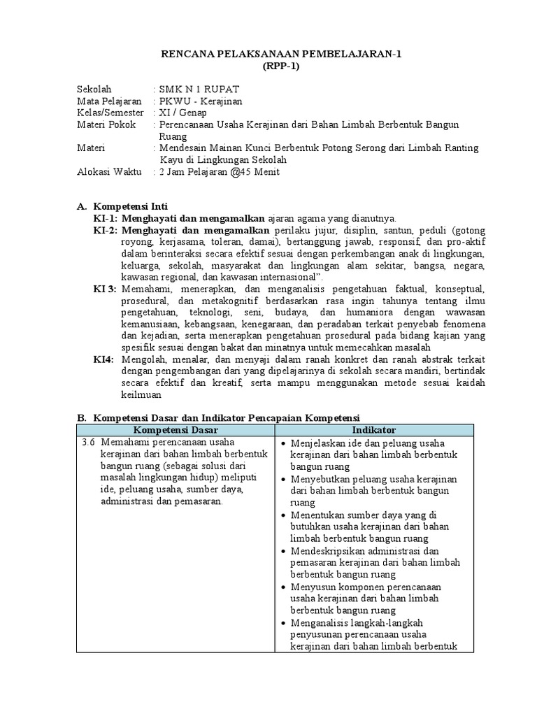 RPP-1 Tugas PPG | PDF