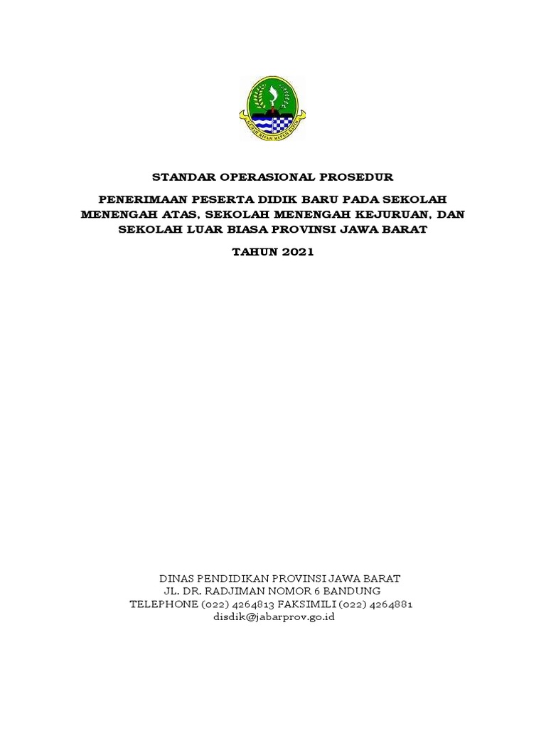 Standar Operasional Prosedur PPDB 2021-Dikonversi | PDF