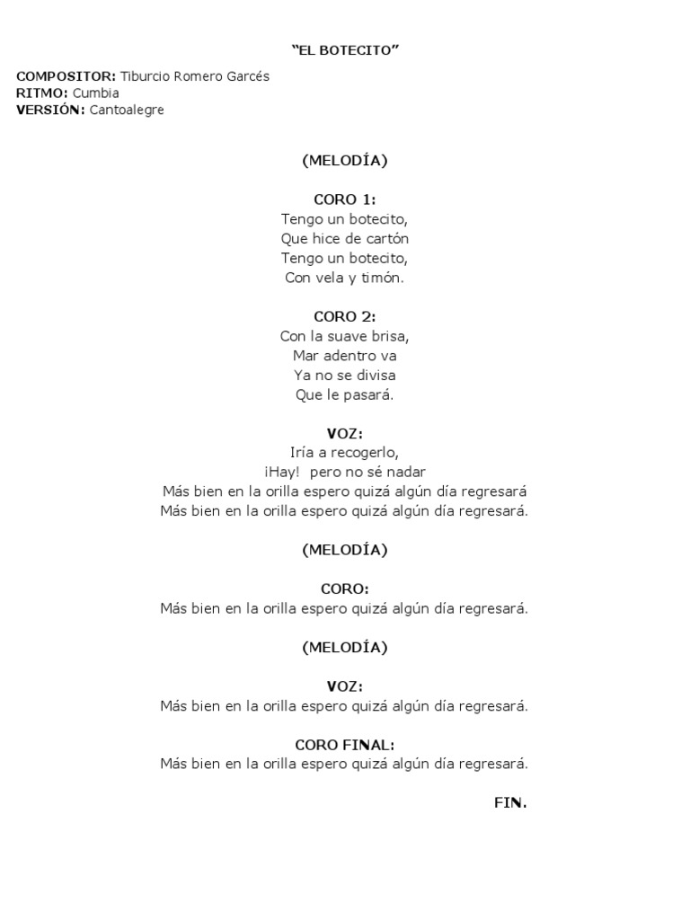El Botecito (Letra) | PDF