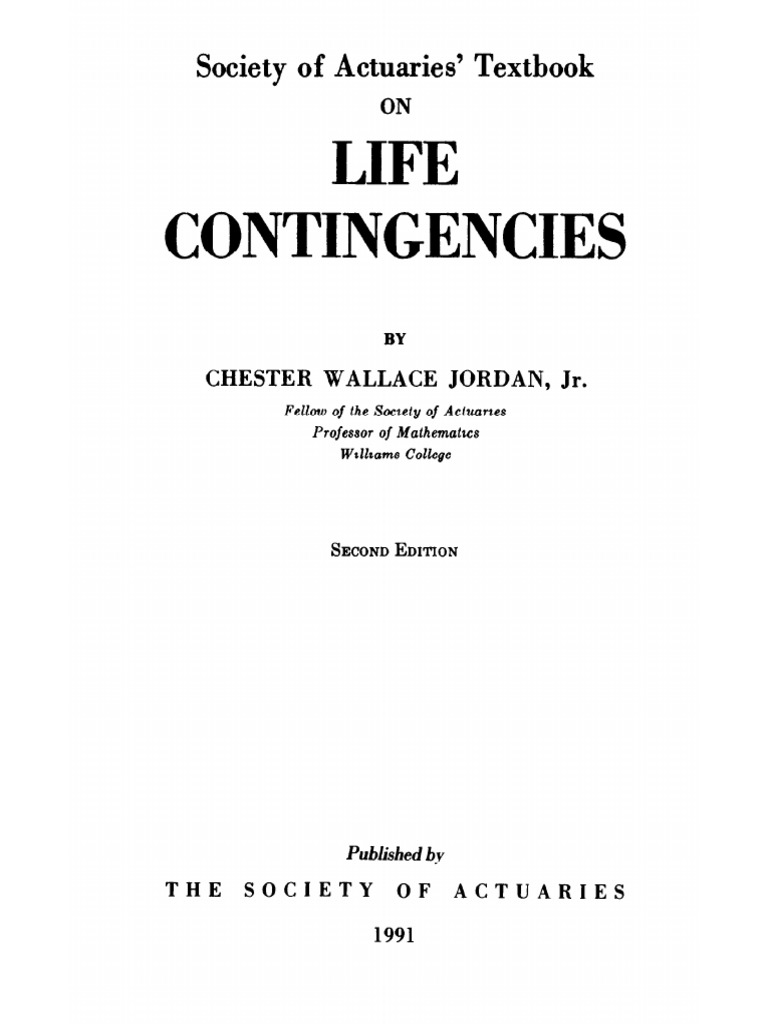 409 - 04 - Jordan Society of Actuaries Textbook On Life Contingencies | PDF